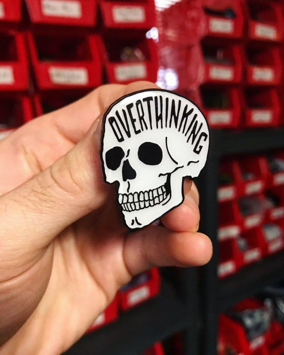 Overthinking Enamel Pin. Skull Pin. Anxiety Mental Health Lapel Pin ...