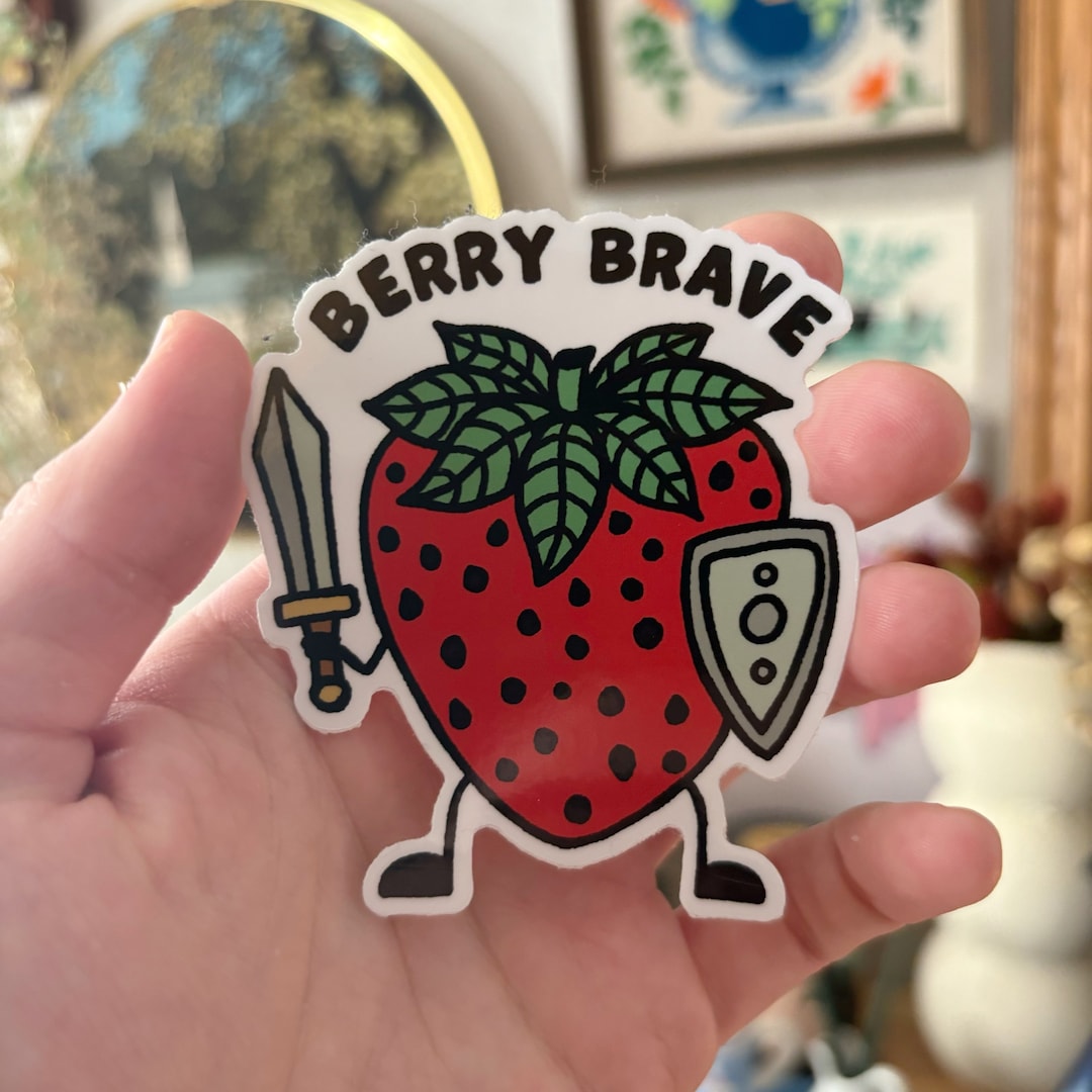 Berry Brave Sticker. Strawberry Warrior or Knight Vinyl Decal. Mental ...