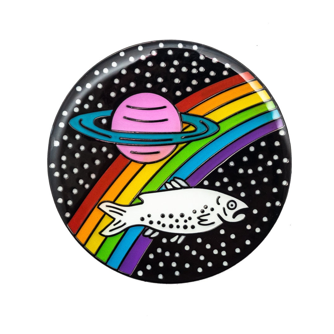 Rainbow Space Pin. Fish Out of Water Enamel Pin. Groovy Enamel Pin ...