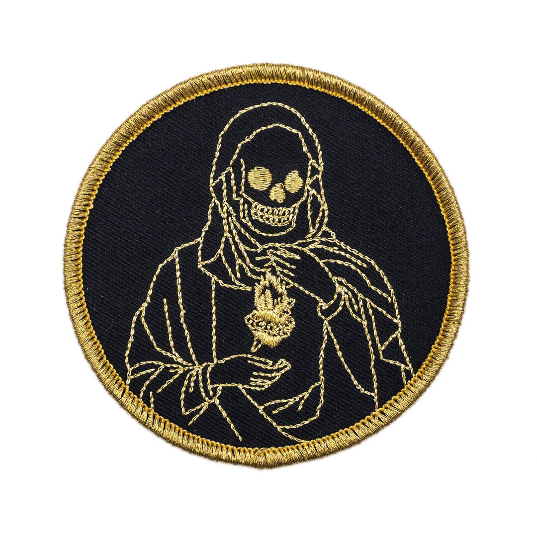 Holy Reaper Sacred Heart Patch. Gold Skeleton Skull Patch - Etsy