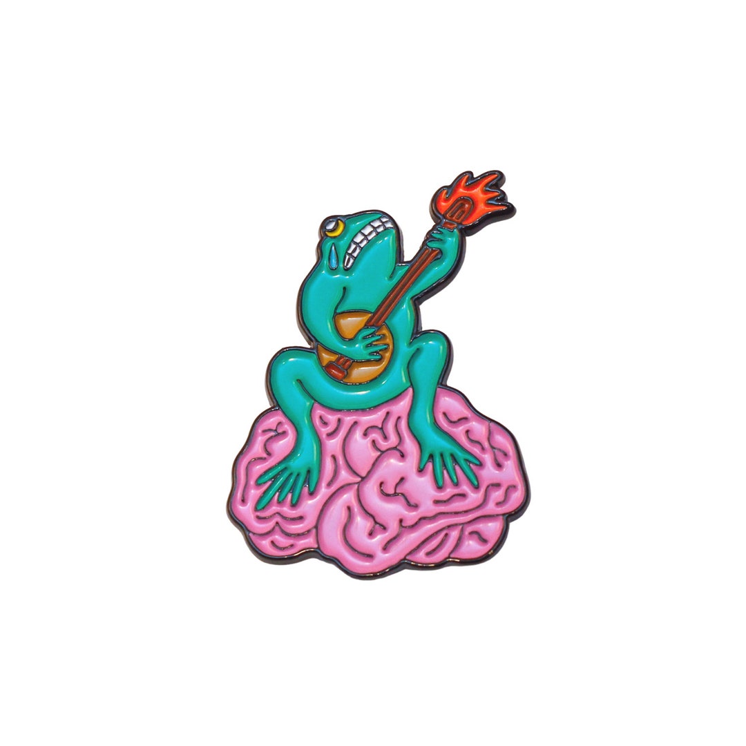 Brain Frog Pin. Banjo Frog Enamel Pin. Brain Fog Lapel Pin. ADHD. OCD ...