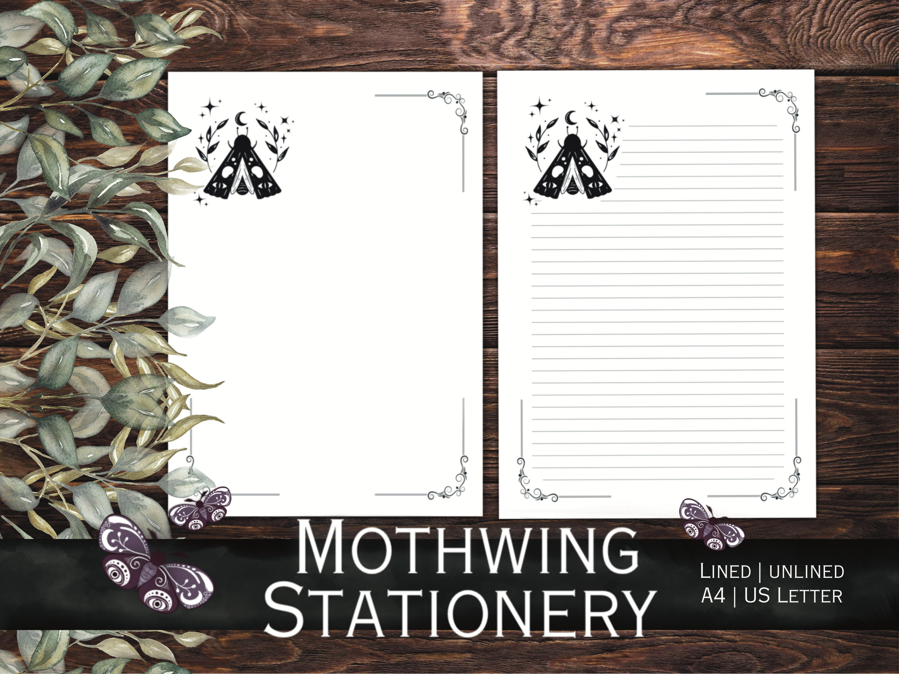 Mothwing Printable Stationery for Letter Writing, List Making ...