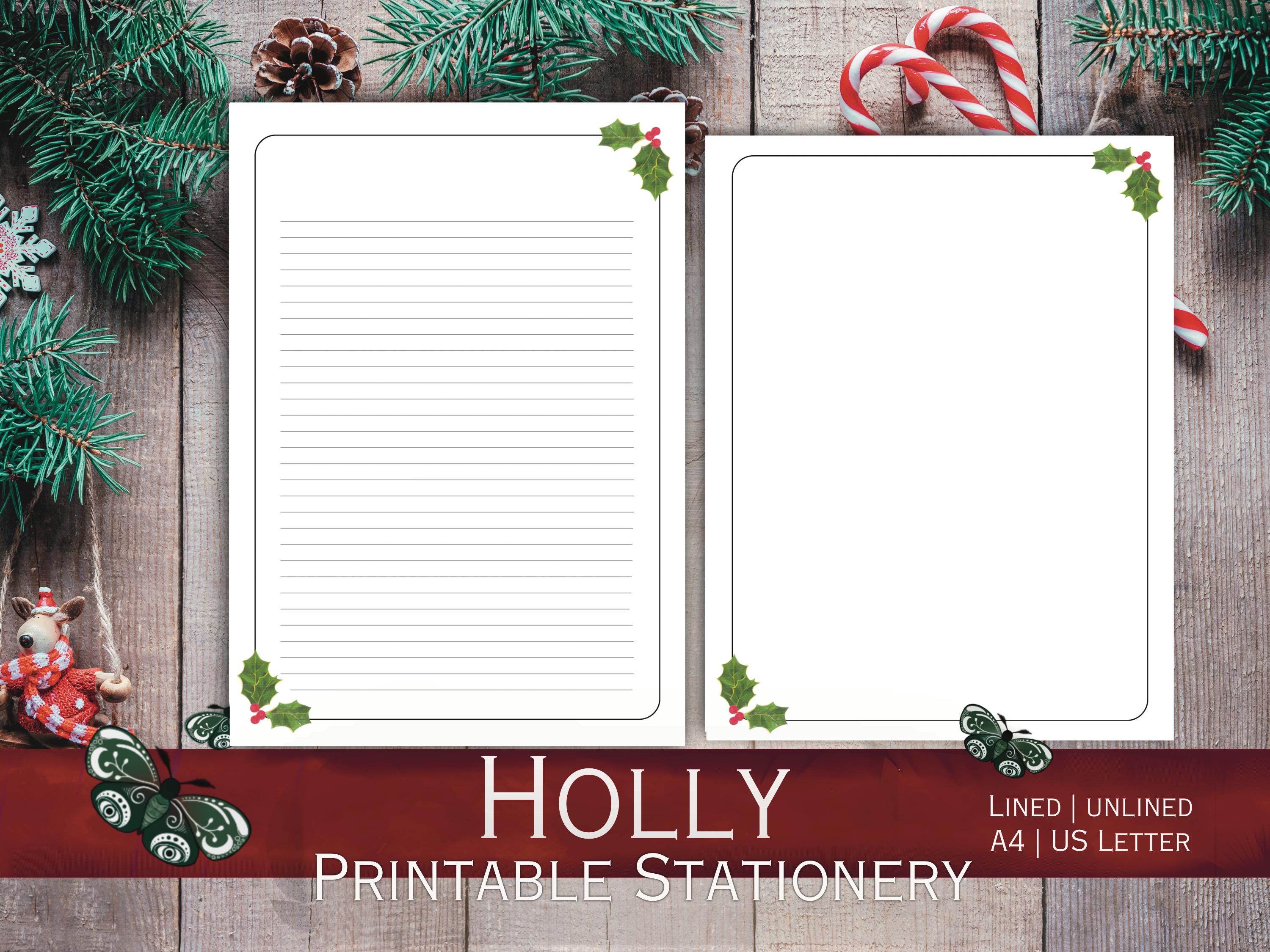 Holly - Printable Stationery in a Simple Holly Leaf Design. Perfect for ...