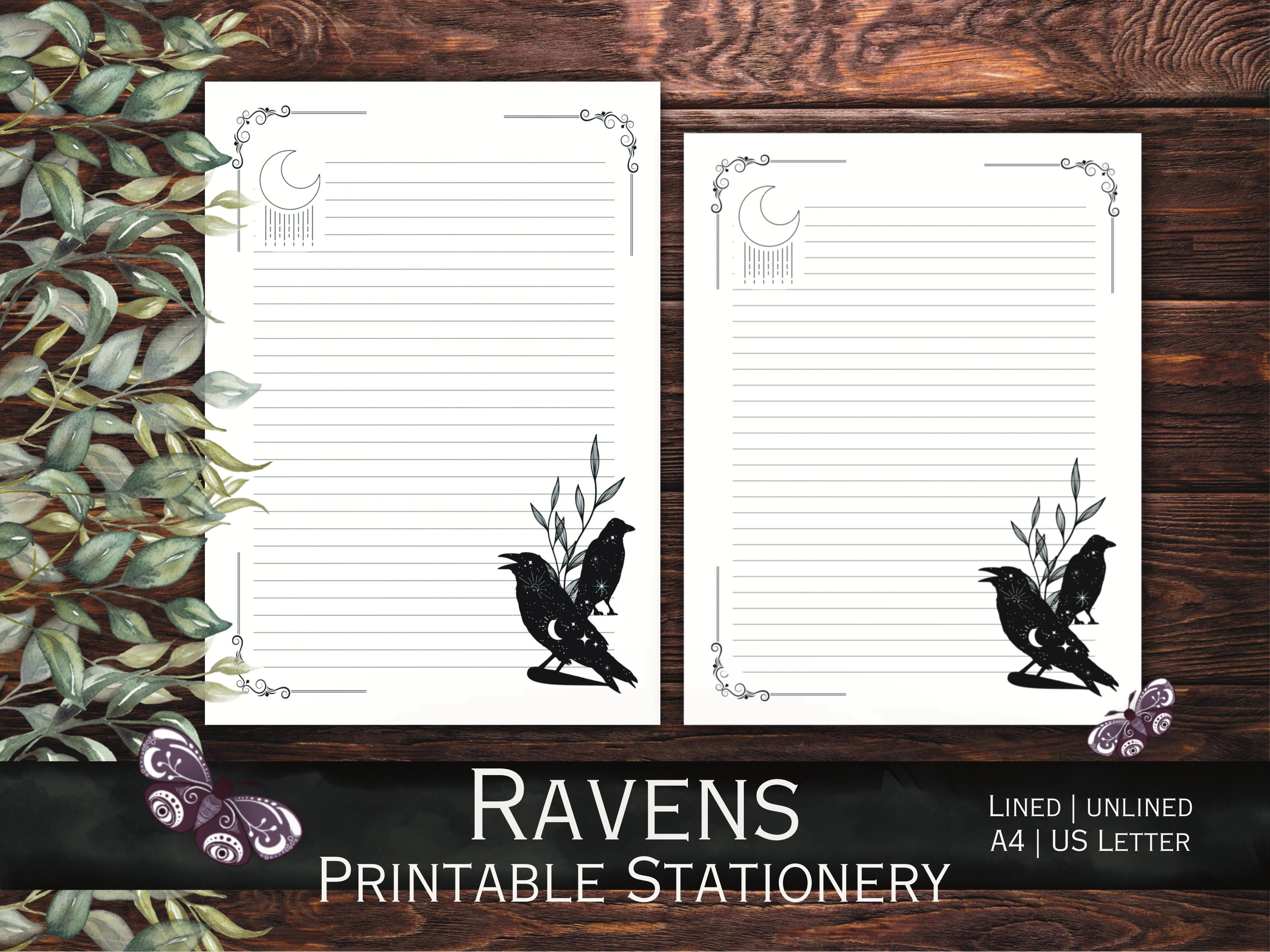 Ravens - Printable Stationery for Letter Writing, List Making ...