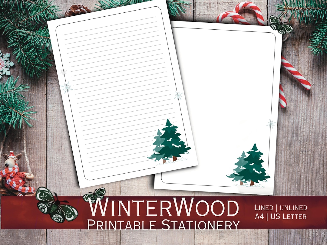Winterwood - Printable Stationery in a Simple Winter Forest Design ...