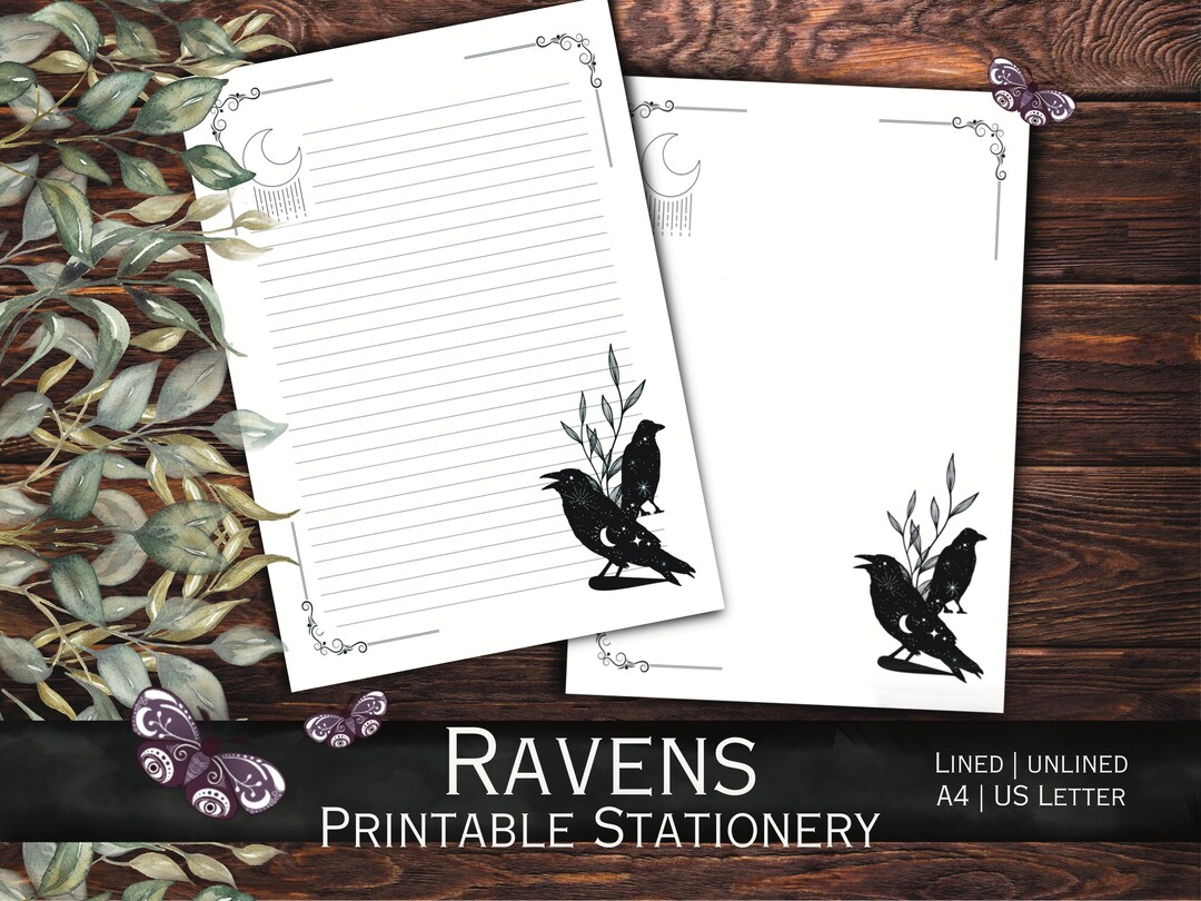 Ravens - Printable Stationery for Letter Writing, List Making ...