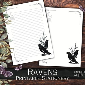 Ravens - Printable Stationery for Letter Writing, List Making ...