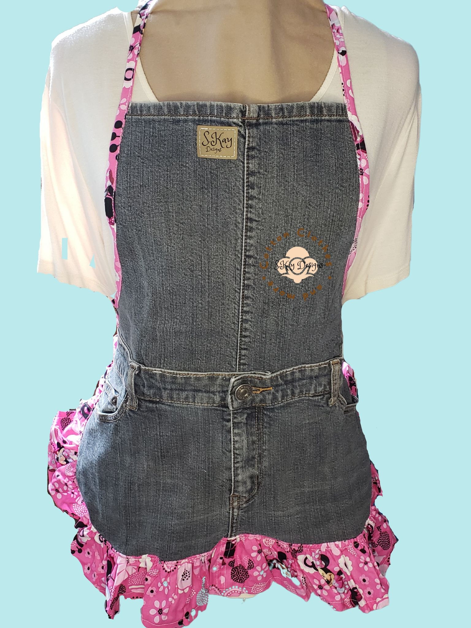 Minnie Mouse Adult Recycled/repurposed Jean Full Apron - Etsy