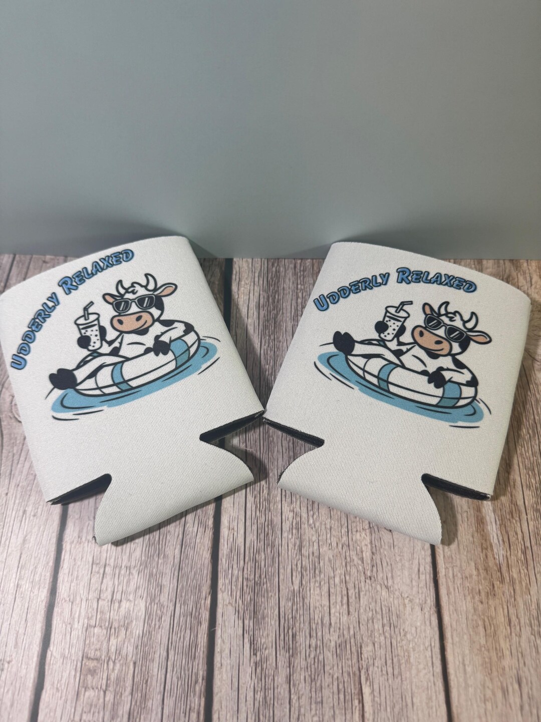 Cow Can Coolers 2-pack: Udderly Relaxed Double Sided Drink Coozies - Etsy