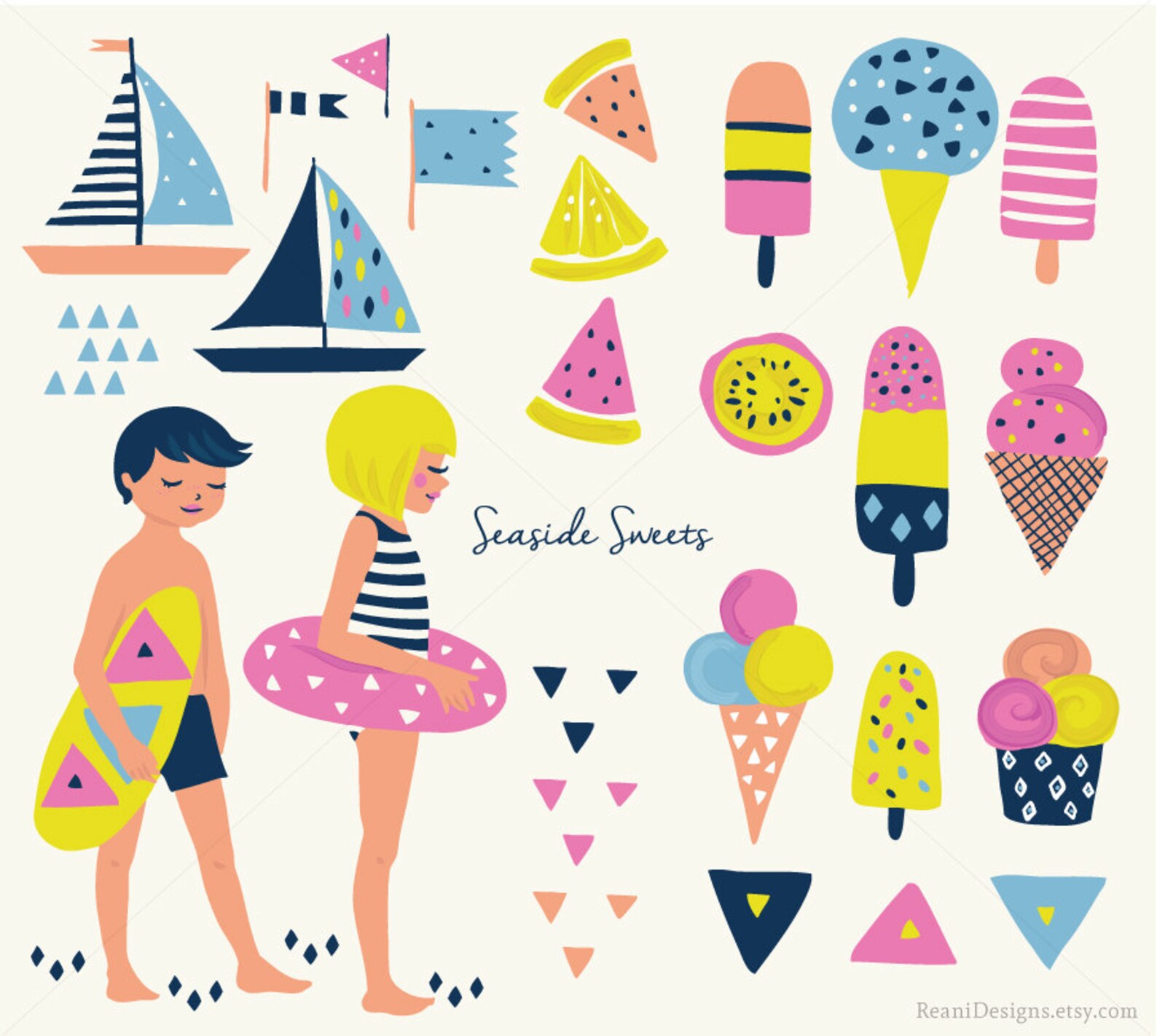 Ice Cream Popsicle Clipart Clip Art Beach Sundae Seaside - Etsy