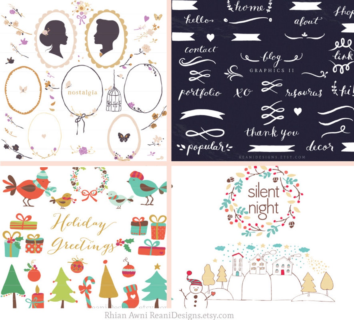 Clipart Bundle Watercolor and Graphics 17 Clip Art Sets - Etsy