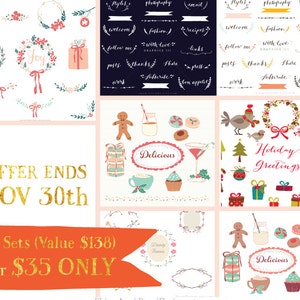 Clipart Bundle Watercolor and Graphics - 17 Clip Art Sets - Christmas ...
