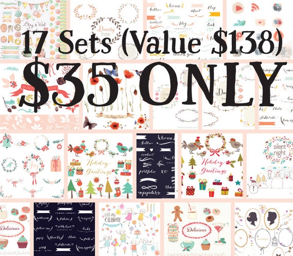 Clipart Bundle Watercolor and Graphics 17 Clip Art Sets - Etsy