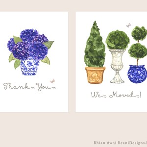 Chinoiserie Topiaries Clip Art - Watercolor Hydrangea, Digital Paper ...