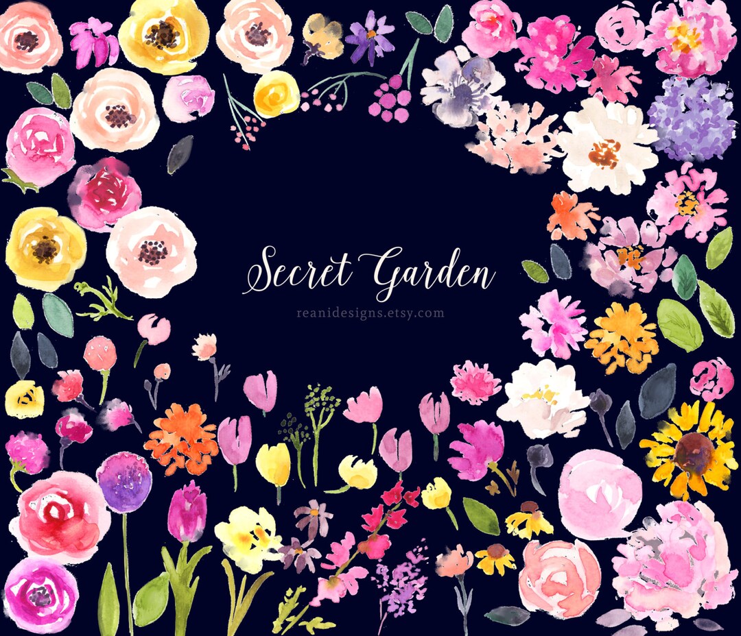 Watercolor Flowers Clip Art for Personal and Commercial Use - Clipart ...