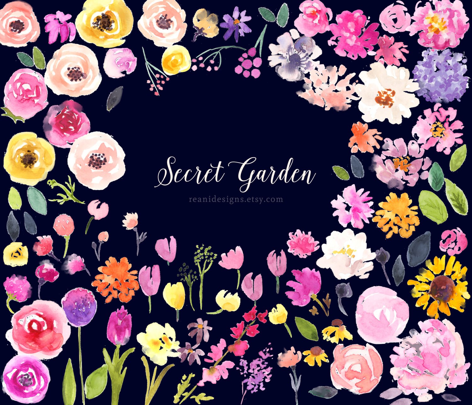 Watercolor Flowers Clip Art for Personal and Commercial Use - Etsy