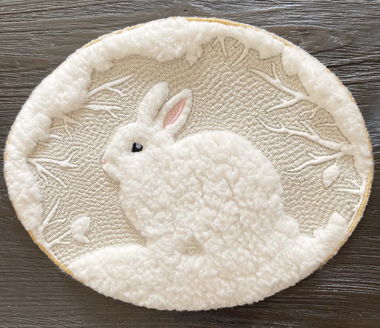 Large Fluffy Bunny in Snow Machine Embroidered Embossed Patch Appliqué ...