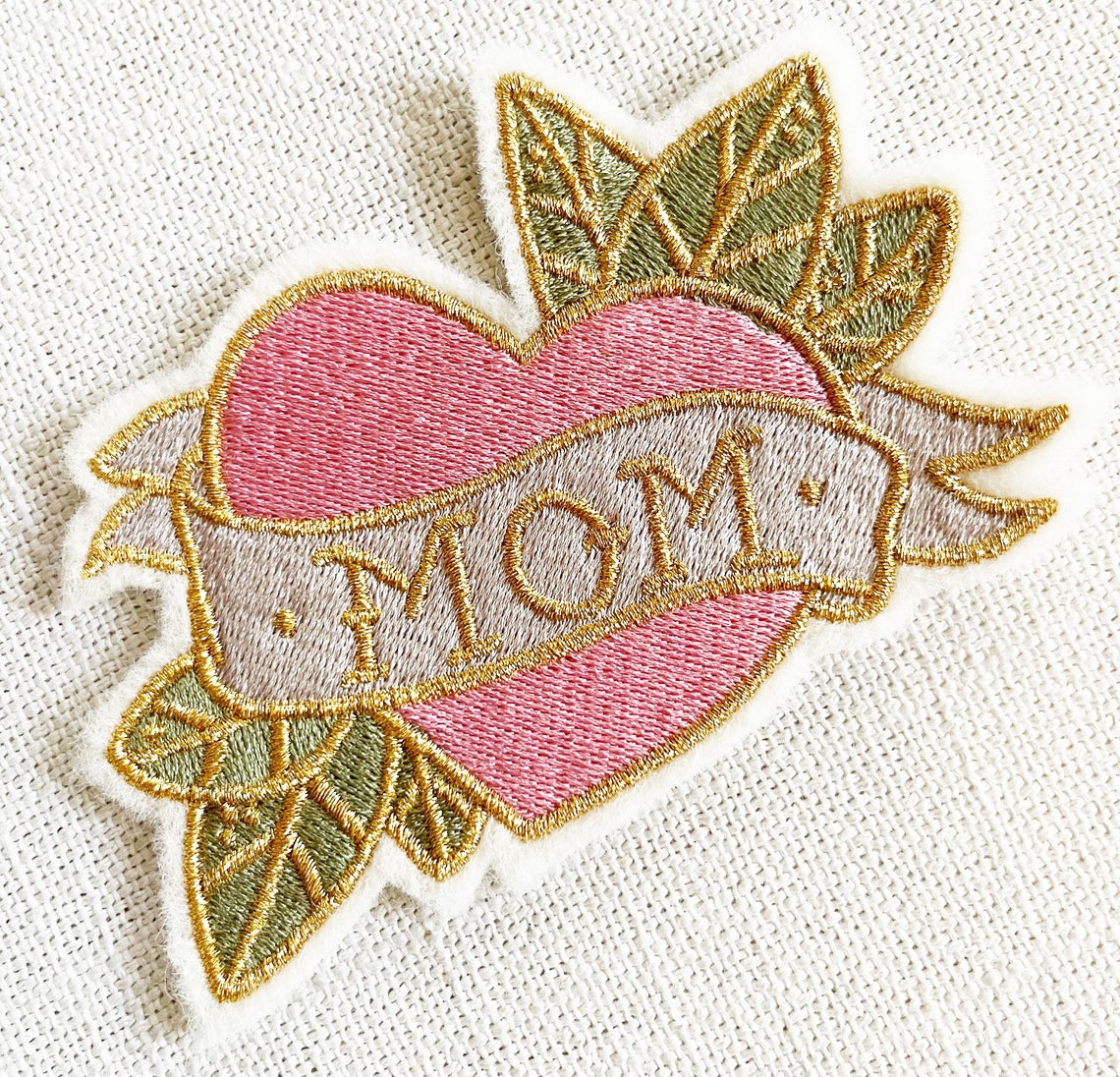 Tattoo Style Mom Heart Embroidered Patch, Clothing, Home Decor, Totes ...
