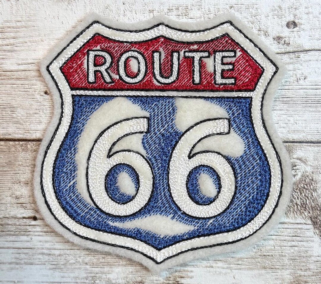 Route 66, Rte 66, Rodeo Chic, Red White and Blue, Vintage Wool Patch ...