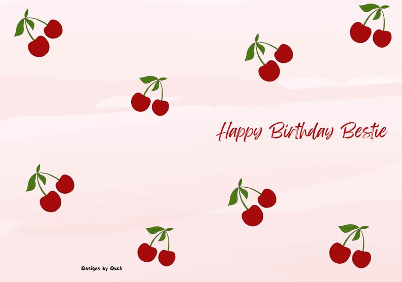 Happy Birthday Bestie Digital Card | Cute Cherry Aesthetic Best Friend ...