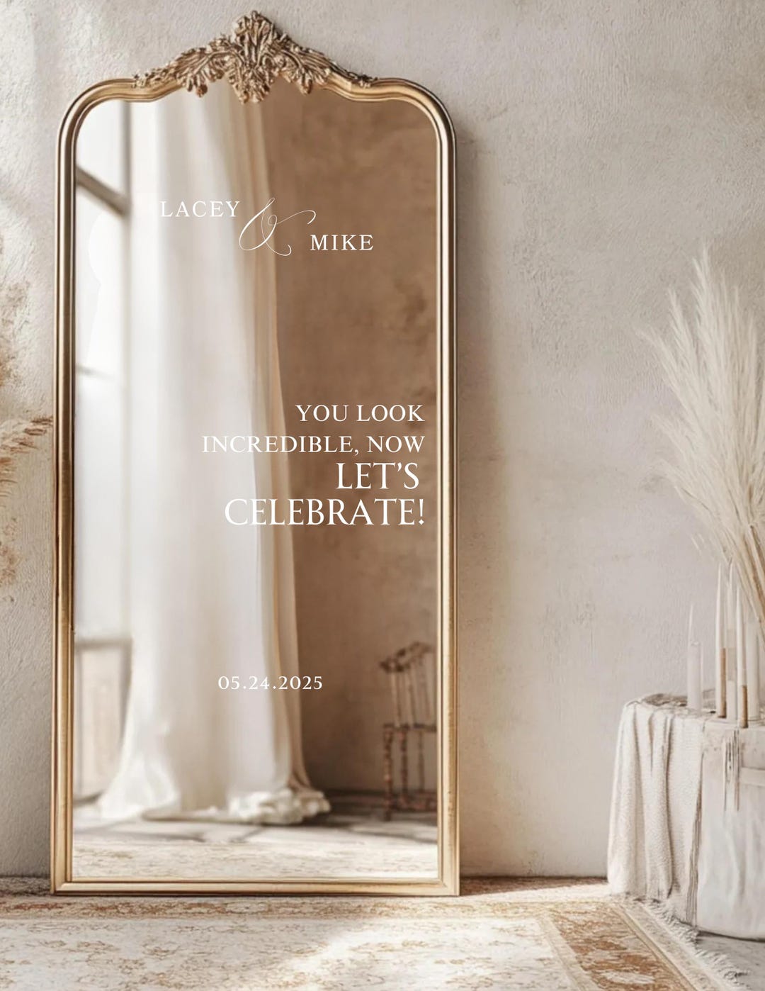 Wedding Selfie Mirror Decal, Personalized Names & Date, DIY Vinyl ...