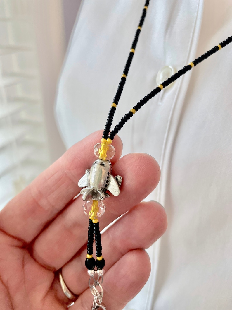 Black & Yellow Airplane ID Badge for Flight Attendants - Etsy