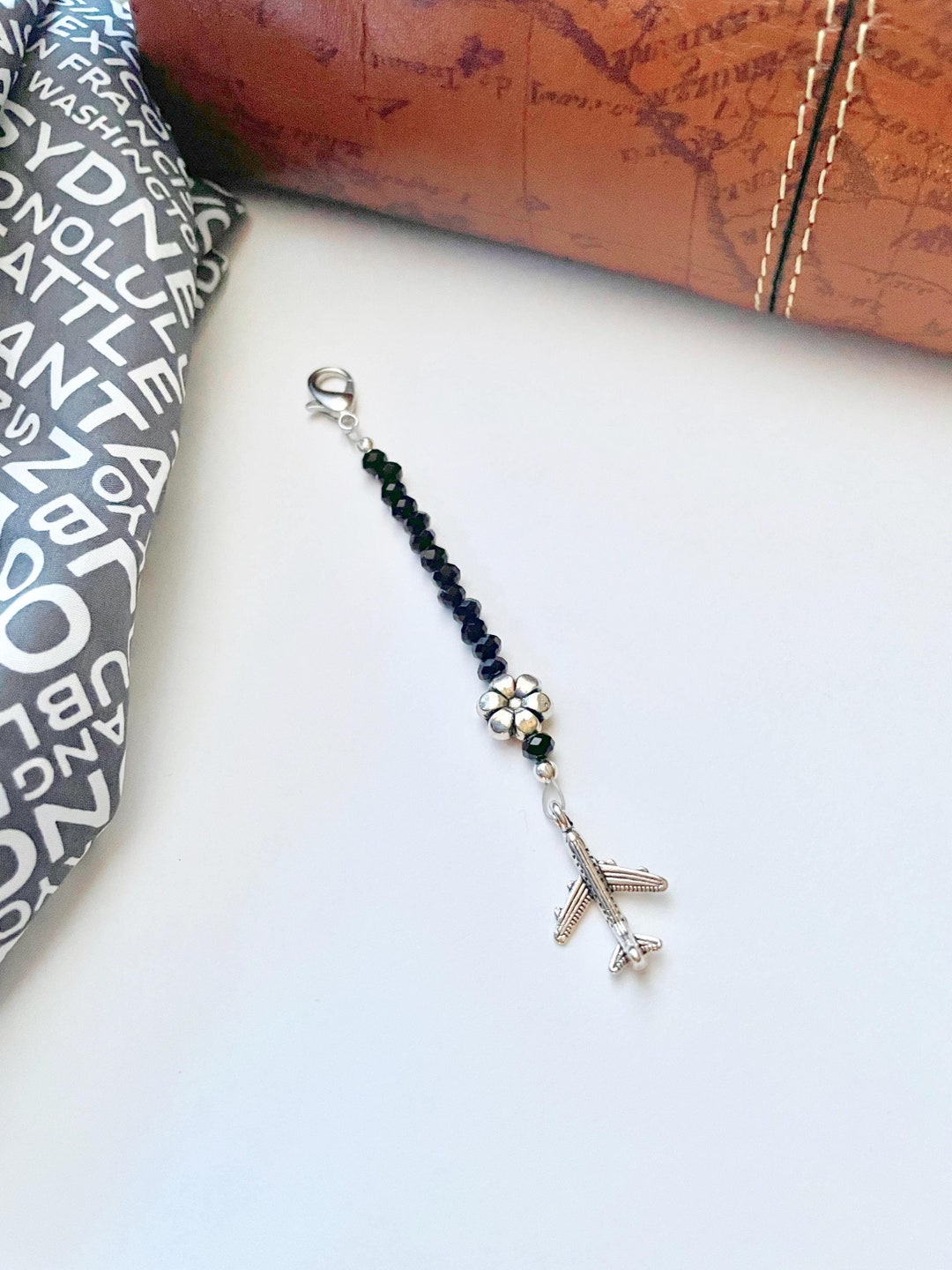 Silver Flower Airplane Zipper Pull (flight Attendant Jewelry, Zipper ...