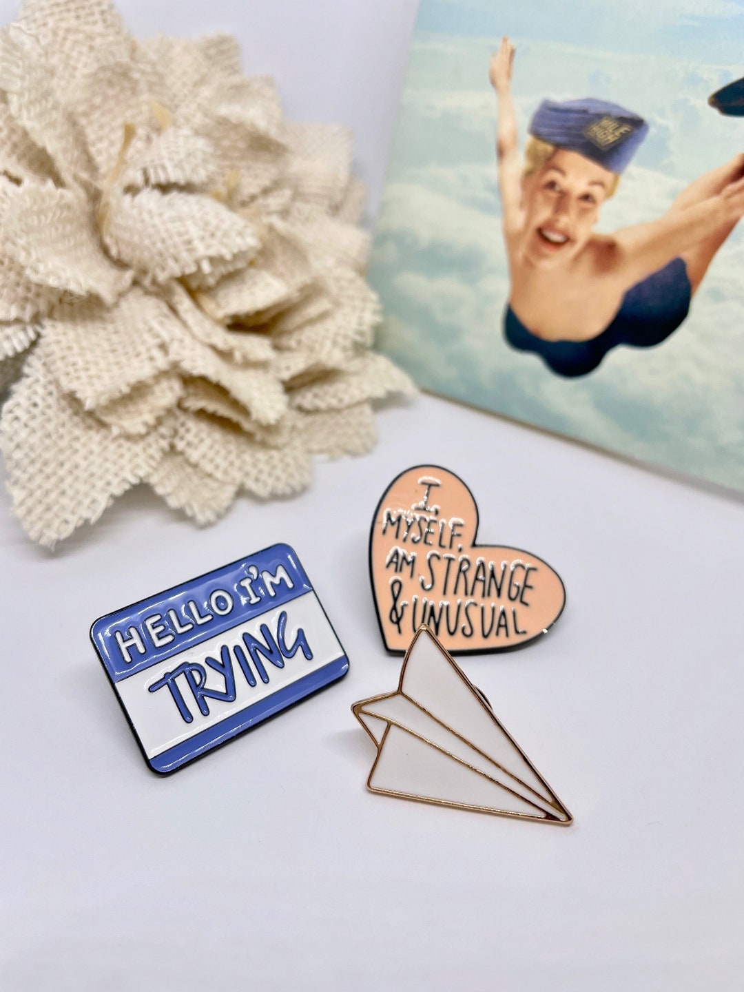 Flight Crew Enamel Pin Set, Quirky Travel Brooch, Paper Airplane - Etsy