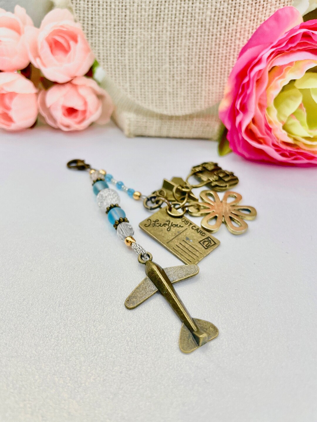 Cute Airplane Zipper Dangle, Bronze Airplane, Travel Charms, Mermaid ...