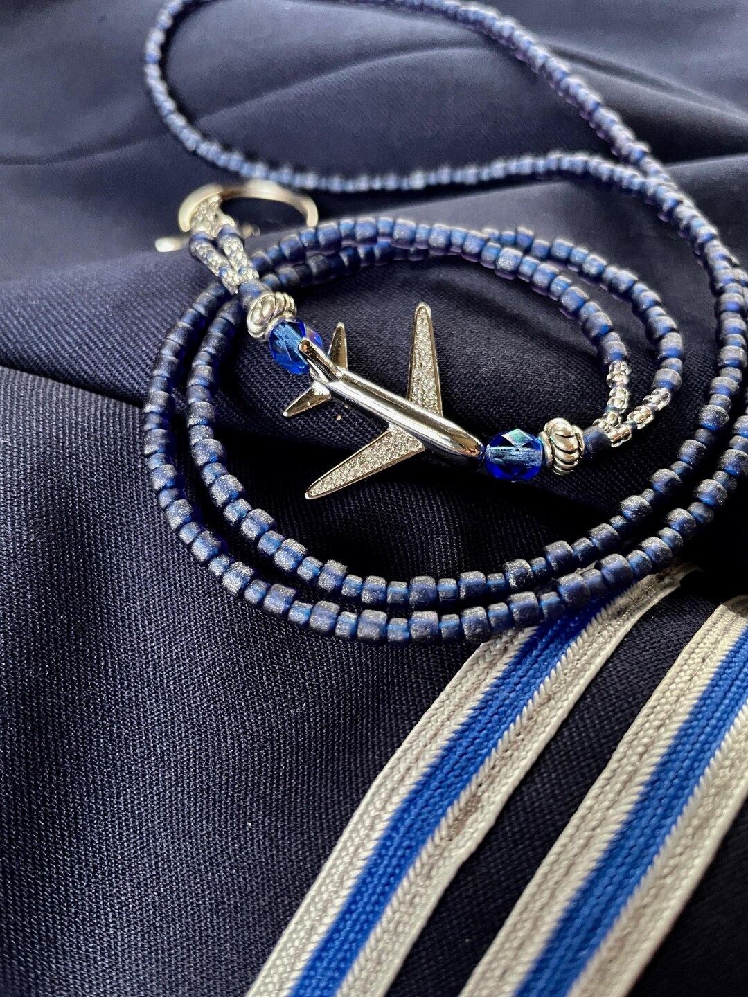 Dark Navy Blue Airplane Lanyard (ID Badge Lanyard, Flight Attendant ID ...