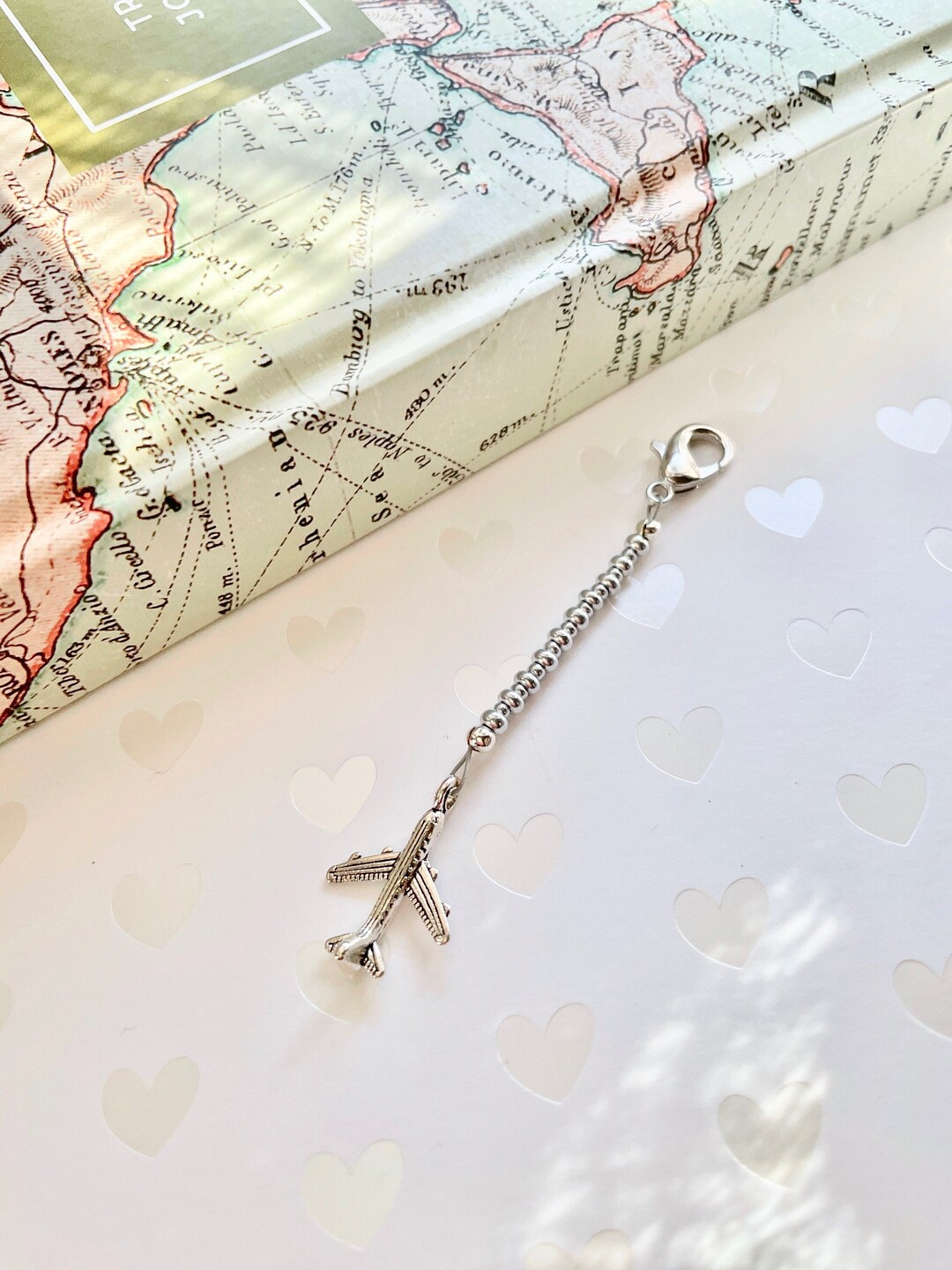 Zipper Fob for Airline Crew silver Beaded Zipper Pull. Airplane. Flight ...