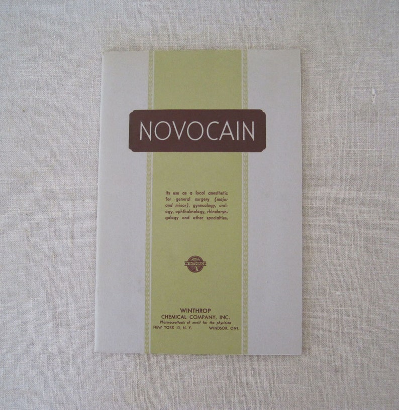1940s Novocain Medical Ephemera Booklet Leaflet Winthrop Chemical ...