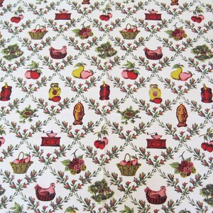 Vintage Decorator Kitchen Themed Fabric Fruits Flowers Roses - Etsy