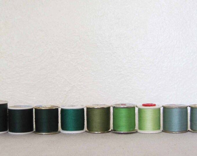 Bundle of 9 Vintage Sewing Thread Spools Green # E - Etsy
