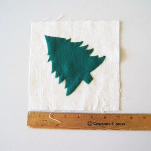 Set of 7 Osnaburg Fabric Squares With Applique Felt Pine Trees 7” X 7 ...