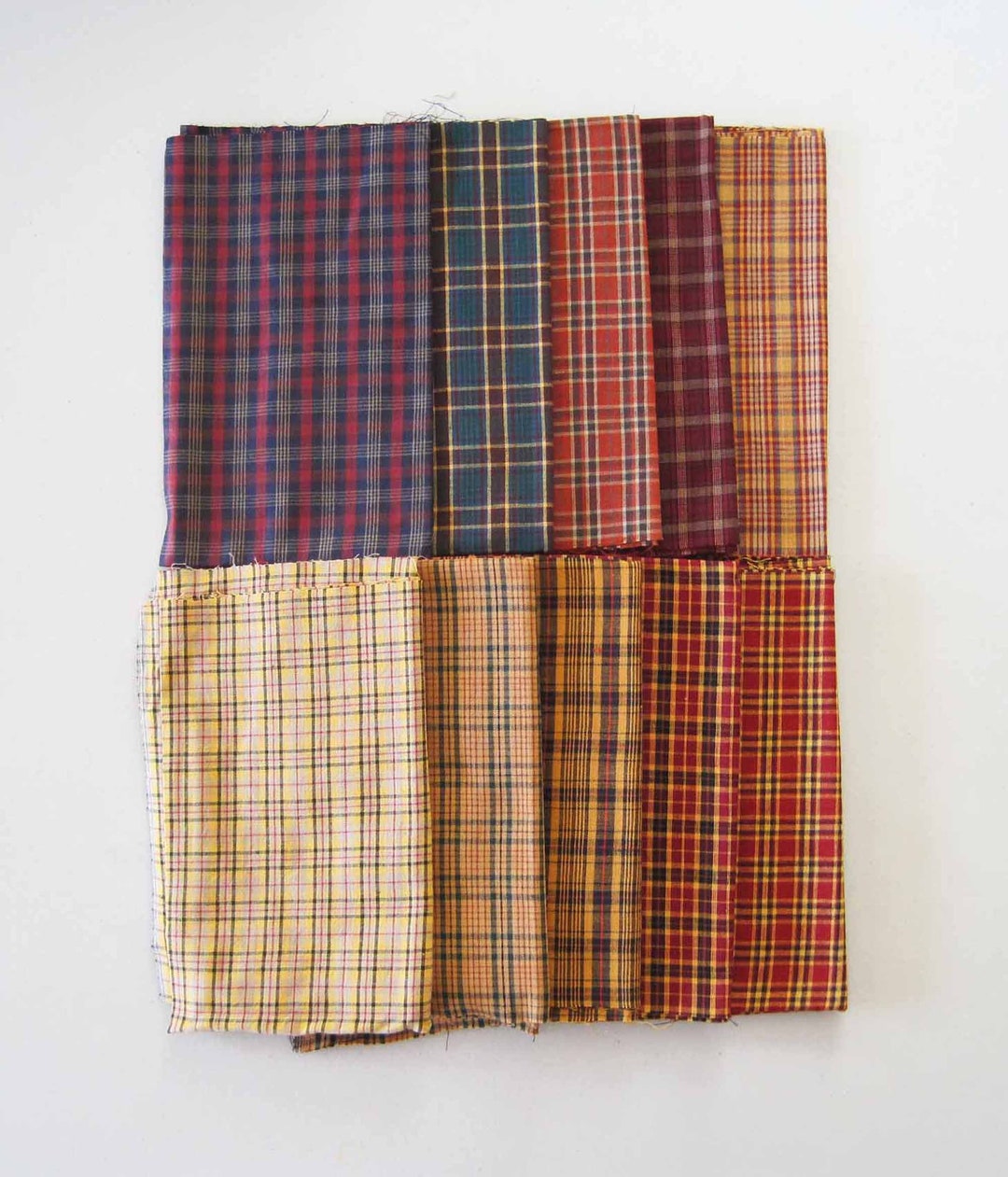 Bundle of 10 Plaid Homespun Fabric Fat Quarters and Half Yards - Etsy