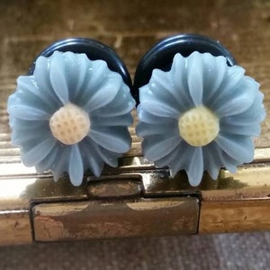 Slate Blue Flower Plugs, Wedding Plugs, Plugs for Prom, Small Sunflower ...