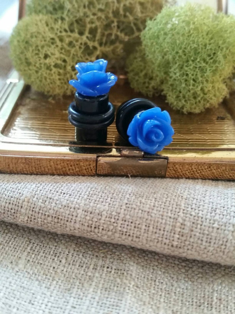 Royal Blue Bridal Plugs Royal Blue Girly Plugs Blue Flower - Etsy