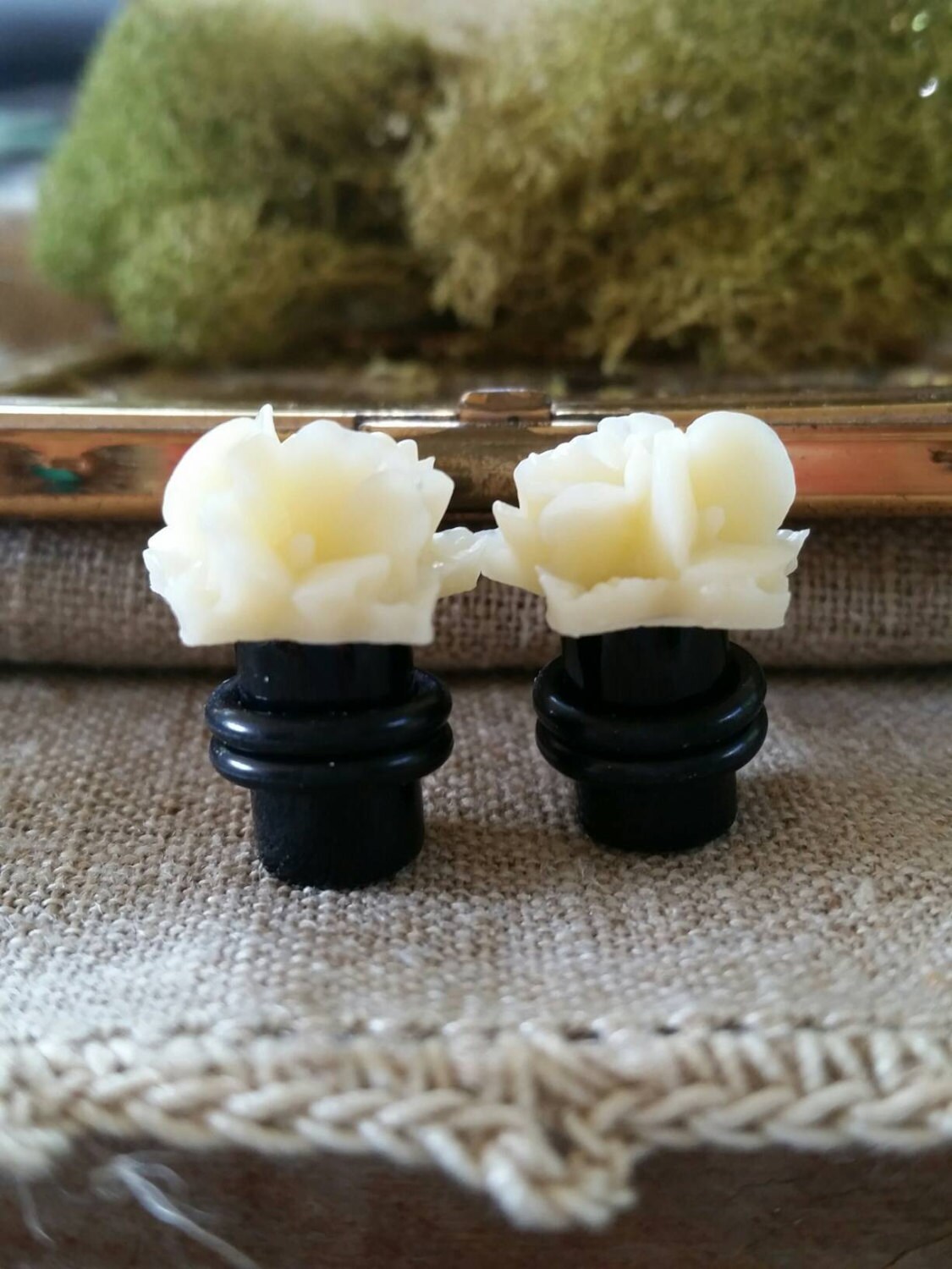 Cream Flower Plugs Cream Wedding Plugs Cream Bridal Plugs | Etsy