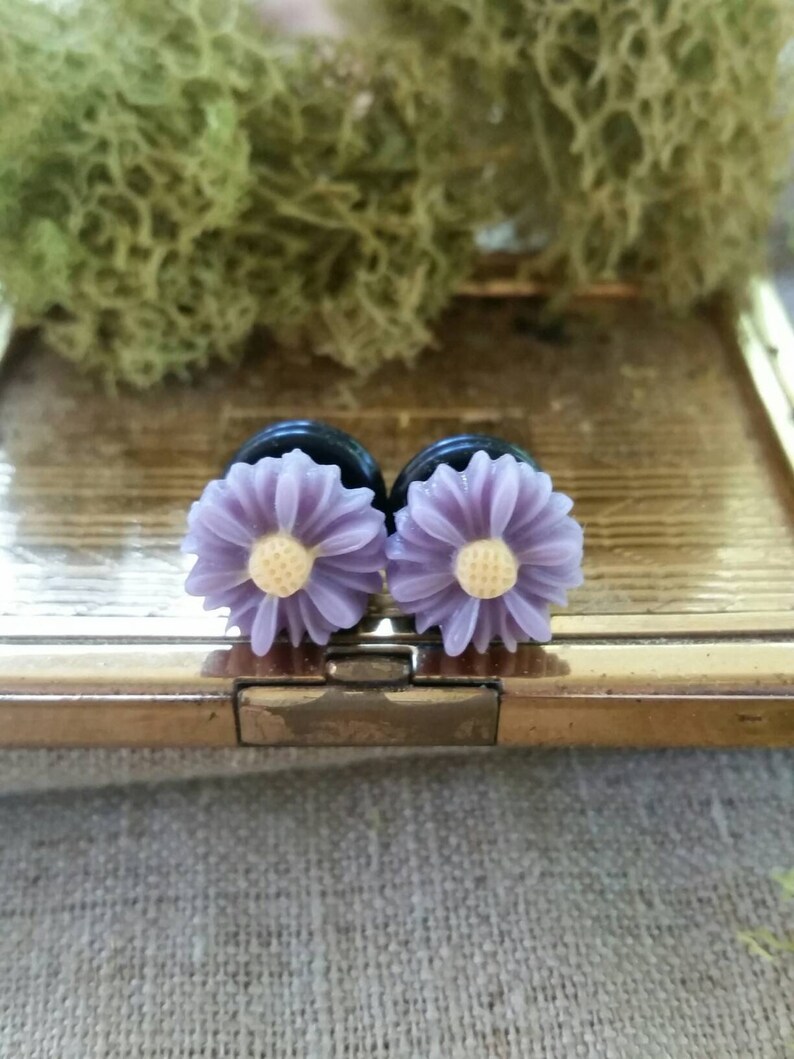 Flower Plugs Wedding Gauges Light Purple Sunflower Plugs - Etsy