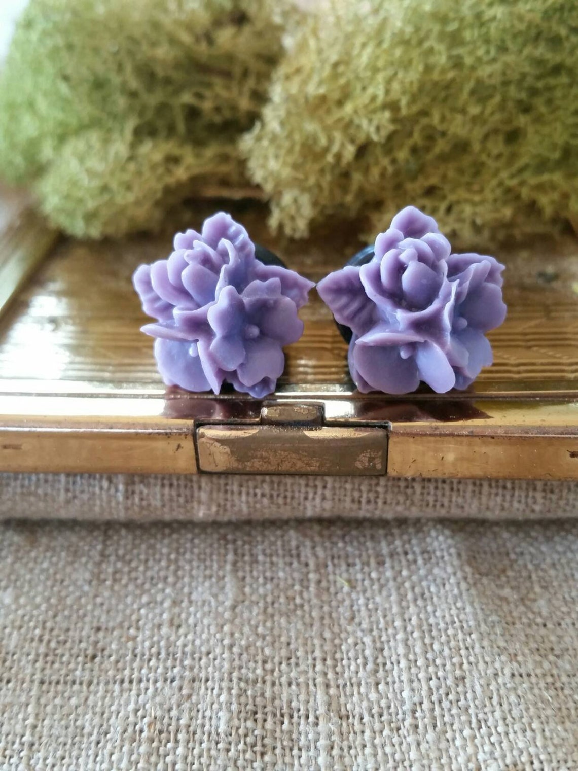 Flower Plugs Wedding Gauges Light Purple Flower Gauges | Etsy