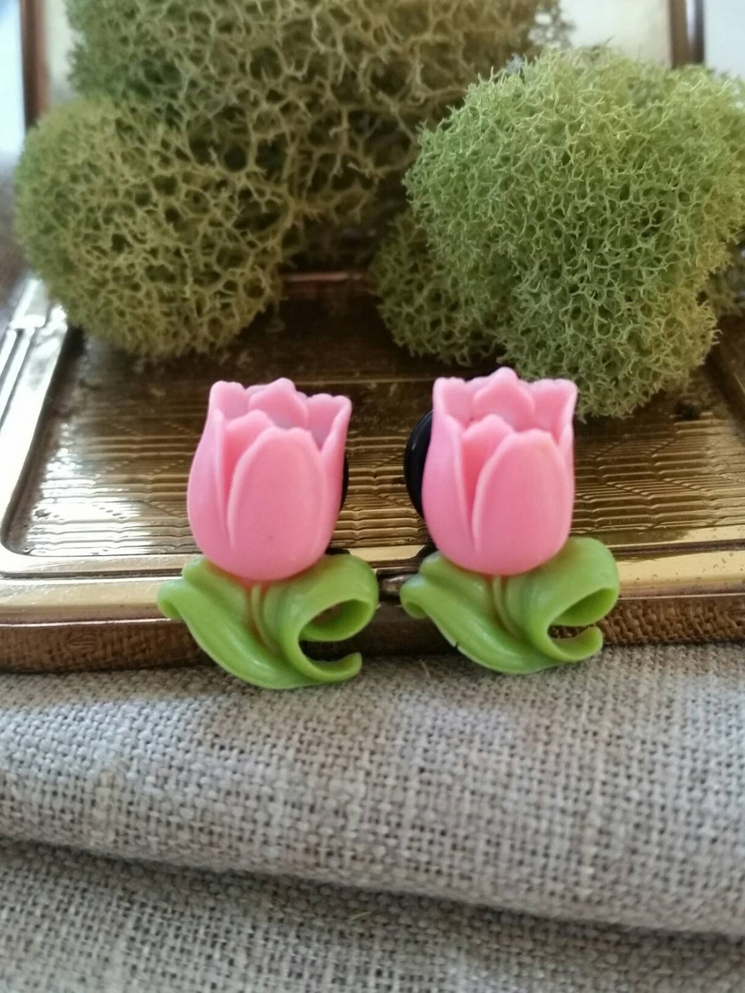 Matte Pink Flower Plugs,matte Pink Wedding Gauges, Pink Plugs, Tulip ...