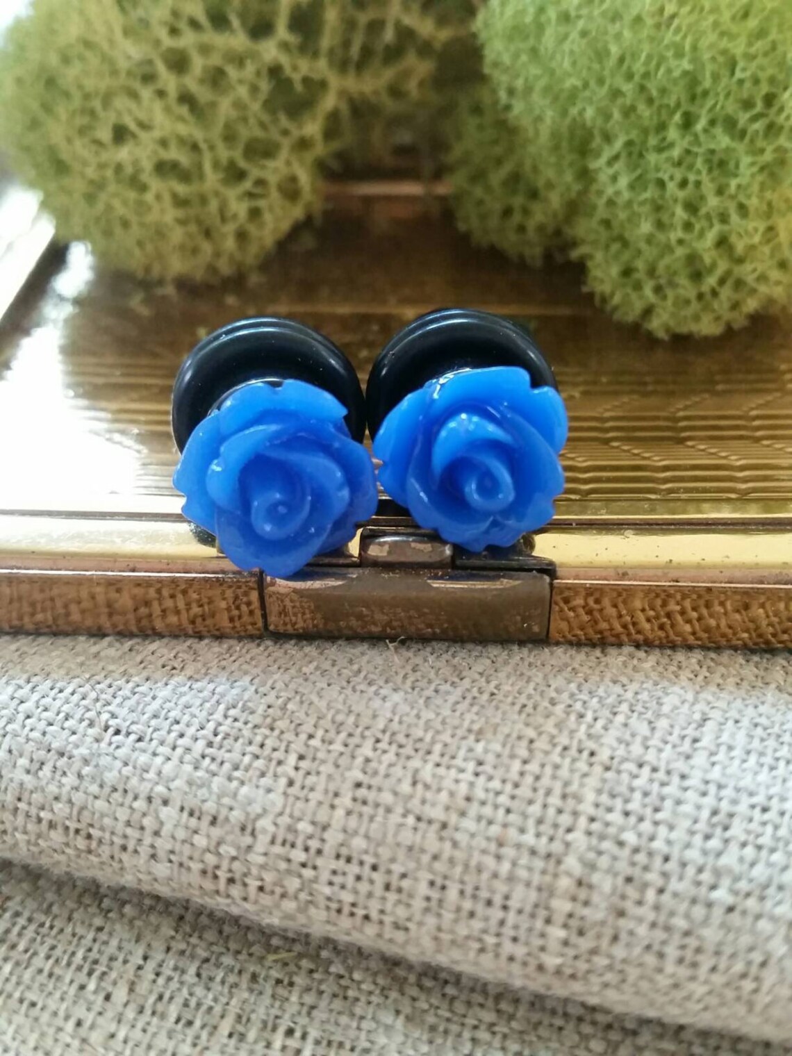 Royal Blue Bridal Plugs Royal Blue Girly Plugs Blue Flower | Etsy