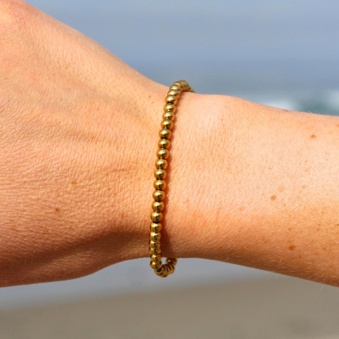 Gold Beaded Bracelet – Waterproof Dainty Jewelry Gift for Her - Etsy