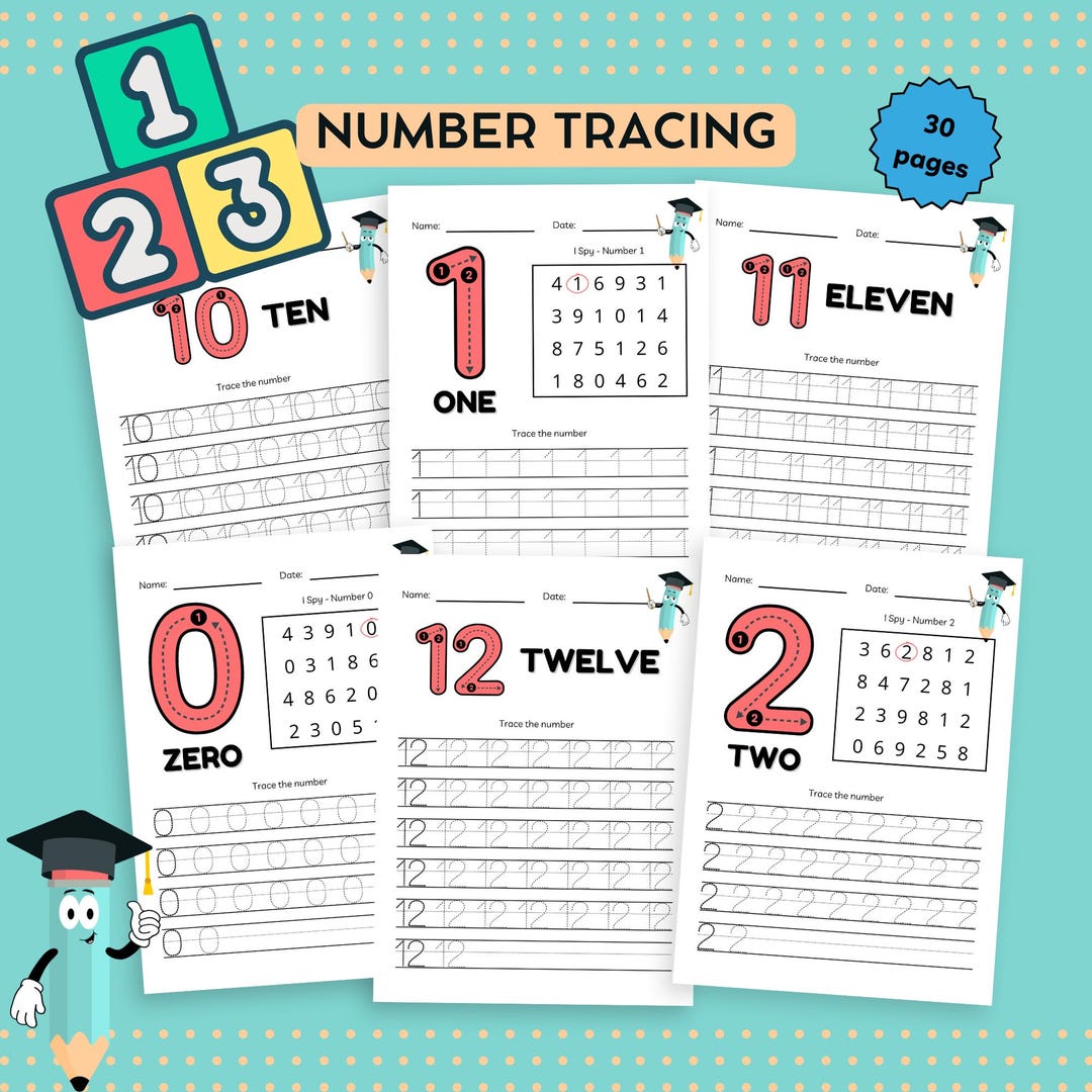 Number Tracing Workbook - Printable Worksheets for Practicing Numbers ...