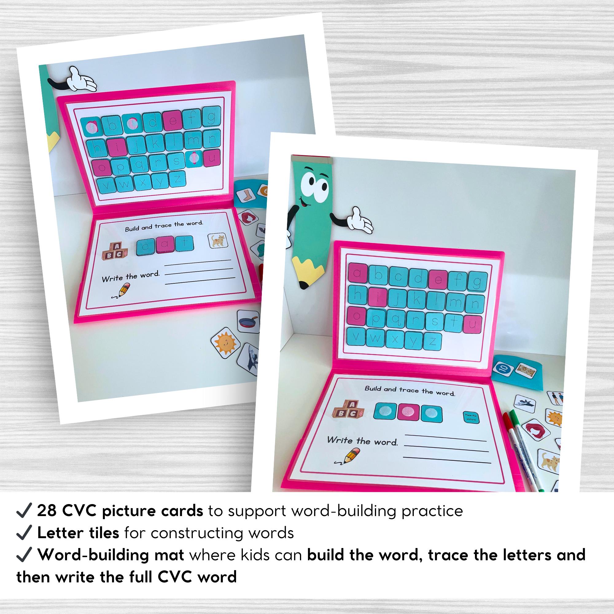 CVC Word Builder Mat CVC Worksheet for Kids Spelling Practice CVC Word ...