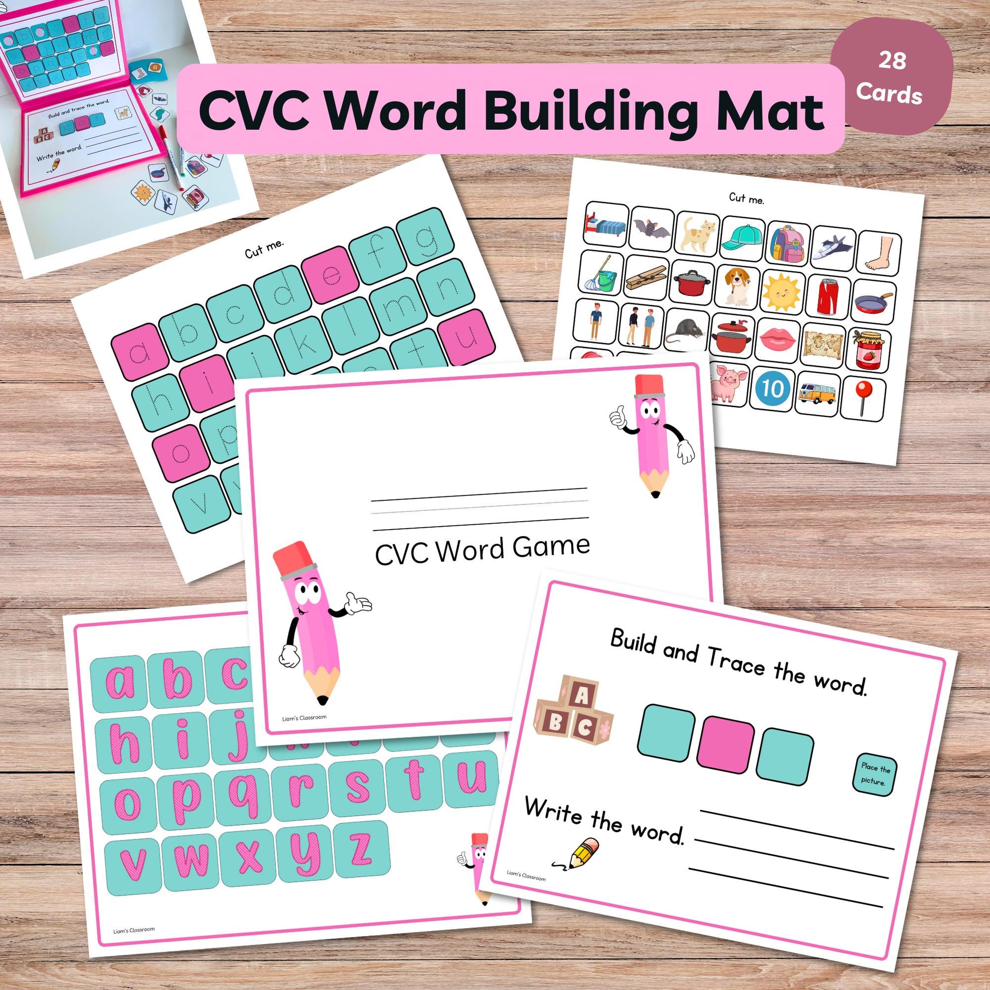 CVC Word Builder Mat CVC Worksheet for Kids Spelling Practice CVC Word ...