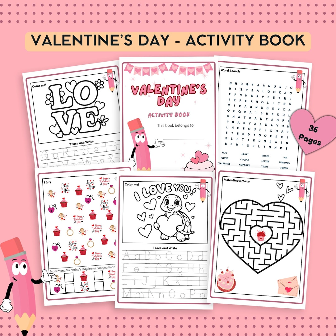 Valentine's Day Activity Book for Kids - Printable Bundle With Coloring ...