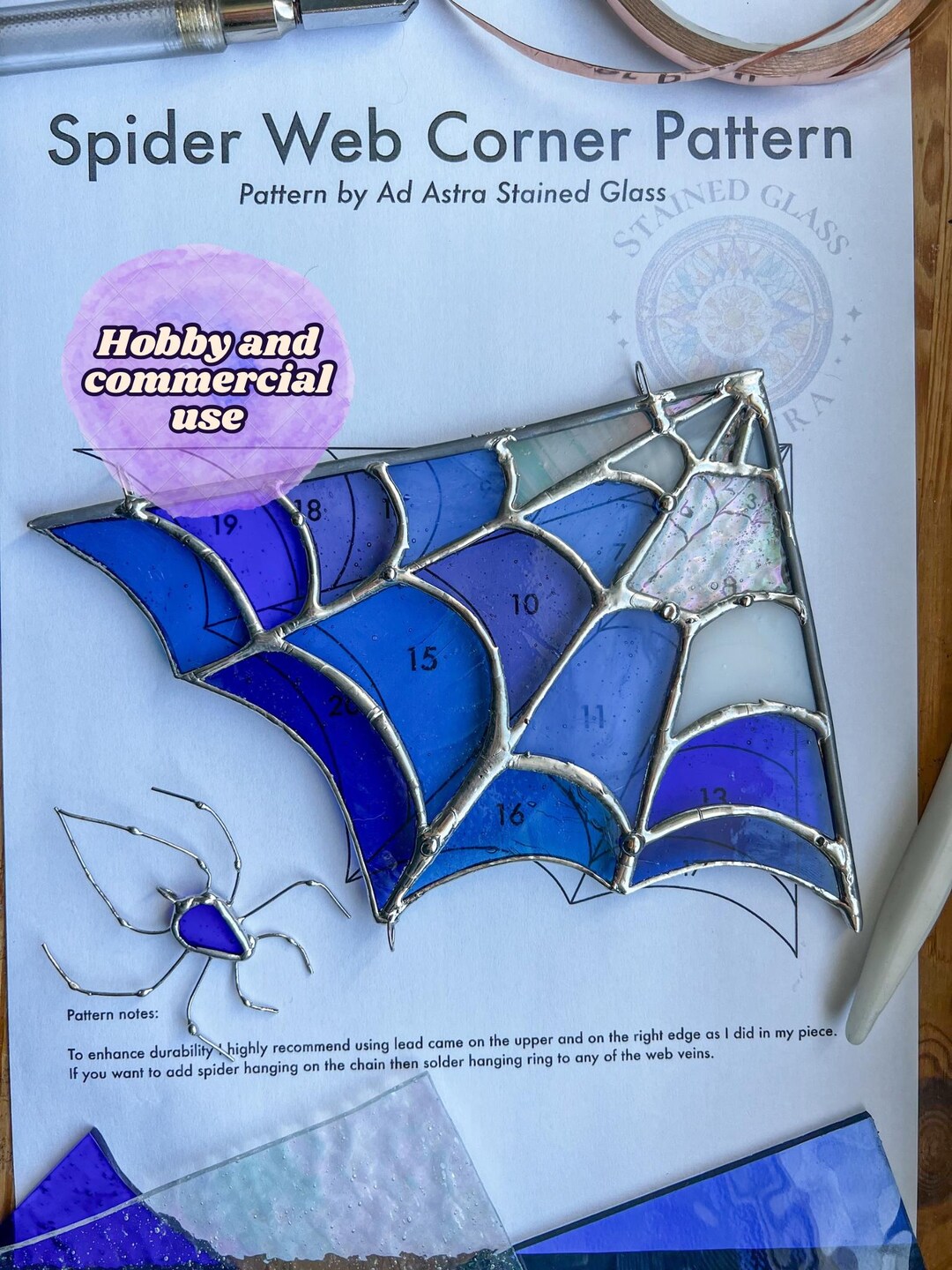 Spider Web Stained Glass Pattern | PDF SVG Pattern | Door Decoration ...