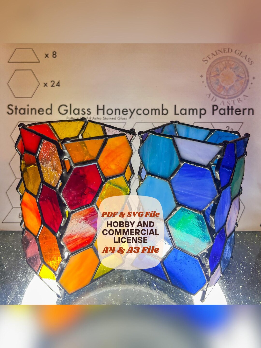 Stained Glass Cube Lamp Shade Pattern – Geometric Simple Pattern ...